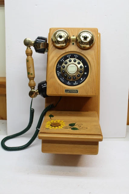 VINTAGE COUNTRY STORE Oak Wooden Wall Mount Telephone -Tested £54.53 ...