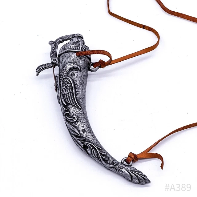 VINTAGE TRINKHORN AUS Zinn mit Adler-Motiv & klappbarem Deckel | 22cm ...