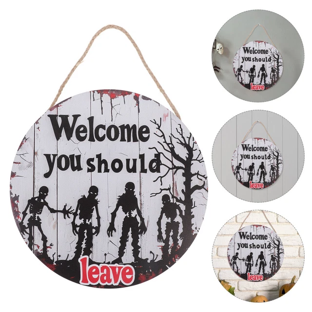 WELCOME SIGN FOR Front Door Horror Movie Halloween Decoration Hanging ...