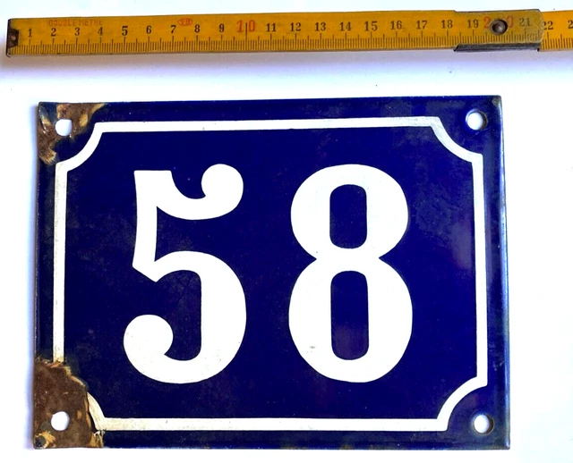 ANCIENNE PLAQUE EMAILLEE . NUMERO DE RUE 58 - 20x15 cm EUR 23,95 - PicClick FR