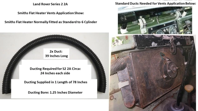 LAND ROVER SERIES 2 2A Smiths FLAT Heater DEMISTER Duct Tube £26.00 ...
