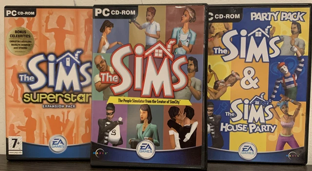 THE SIMS 1 Base Game , House Party And Superstar Expansion - PC CD ROM ...