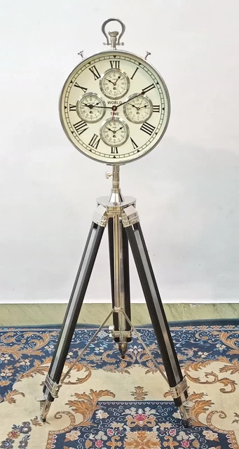 WORLD TIME CLOCK with tripod stand clock with stand standing big clock ...
