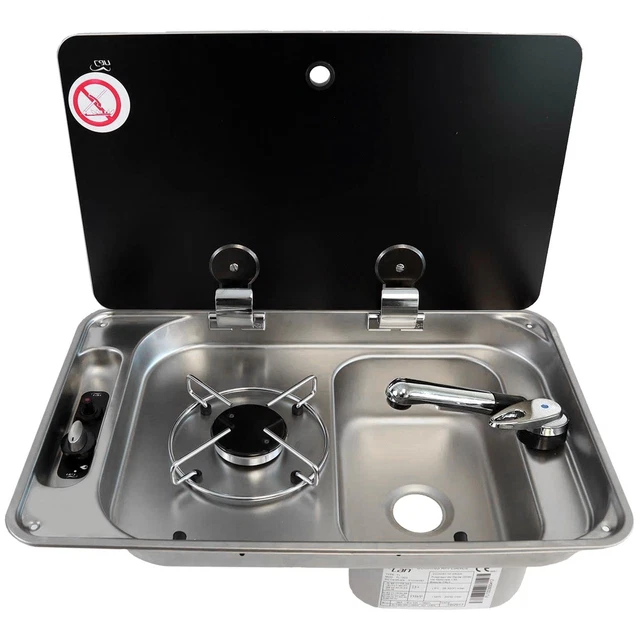 CAN FL1323 RIGHT Hand Sink 1 Burner Hob Cold Tap Combi Glass Lid ...