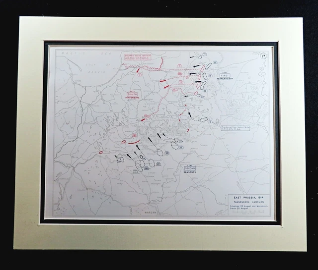 WW1 MILITARY MAP Battle of Tannenberg Campaign Prussia Allied Forces ...