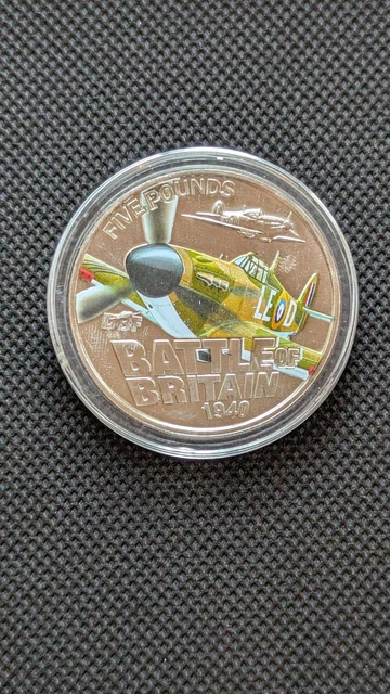 2010 BAILIWICK OF Guernsey Battle Of Britain Coloured Five Pound Coin ...