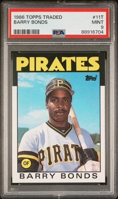 1986 TOPPS TRADED #11T Barry Bonds ROOKIE Pirates Giants PSA COMME NEUF ...
