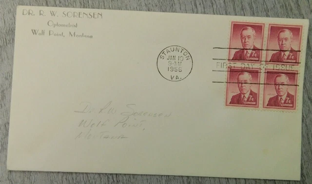 1ST DAY ISSUE Liberty Woodrow Wilson Staunton VA 1956 VTG Stamp ...