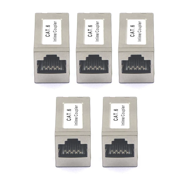 5 PACK RJ45 Cat5e Cat5 Cat6 Coupler Ethernet Inline Female to Female ...