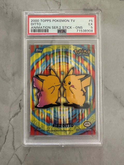 2000 TOPPS POKEMON TV #5 Ditto Pikachu Animation Series 2 Stick-Ons PSA ...