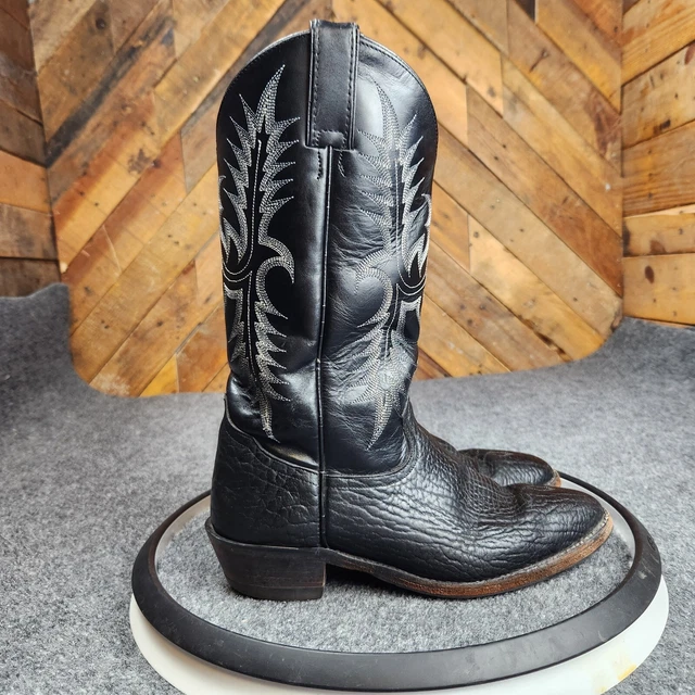 TONY LAMA VAQUERO Boots Mens 9 D Black Bullhide Western Rodeo Rancher ...
