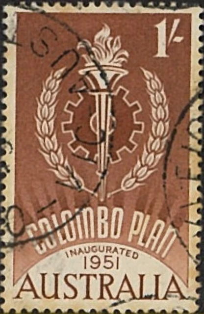 1951 AUSTRALIAN USED 1/- Colombo Plan Asian Economic & Social ...