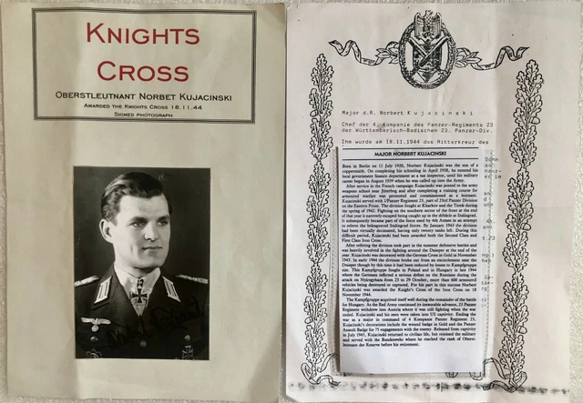 WW2 GERMAN WEHRMACHT Autographed Photo – Norbert Kujacinski 'Knights ...