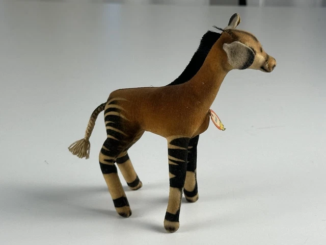 PELUCHE STEIFF ANIMAL Okapi girafe des bois 16 cm. État voir photos EUR ...