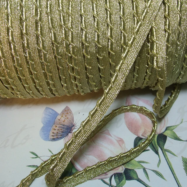 Piping Cord For Sewing 22 Yards Metallic Piping Trim (3/8" Black/Gold ...