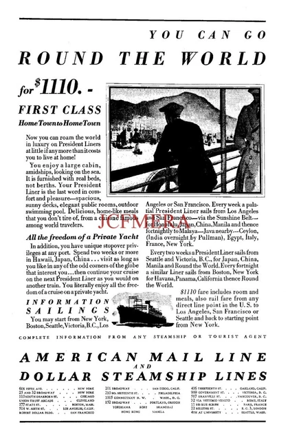 AMERICAN MAIL & Dollar Steamship Shipping Lines ADVERT #3 1930 Print Ad ...