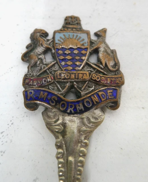 VINTAGE RMS ORMONDE Crest Mento Enamel Souvenir Emblem Spoon Epns $25. ...