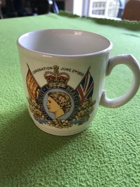 CORONATION MUG HM Queen Elizabeth II Ceramic June 2nd 1953 British ...