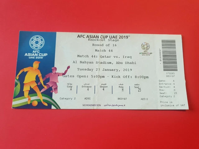 USED TICKET AFC Asian Cup UAE 2019 #44 Qatar Katar vs Iraq Irak EUR 3,99 - PicClick DE