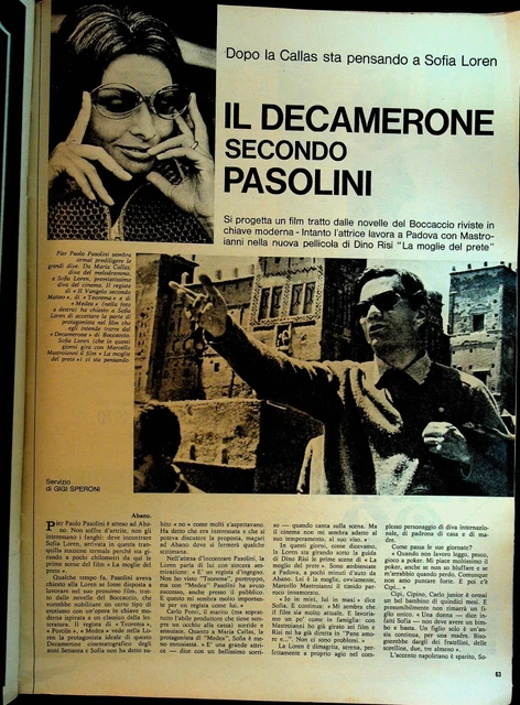 DOMENICA DEL CORRIERE Magazine April 28 1970 Apollo 13 NASA Sofia Loren ...