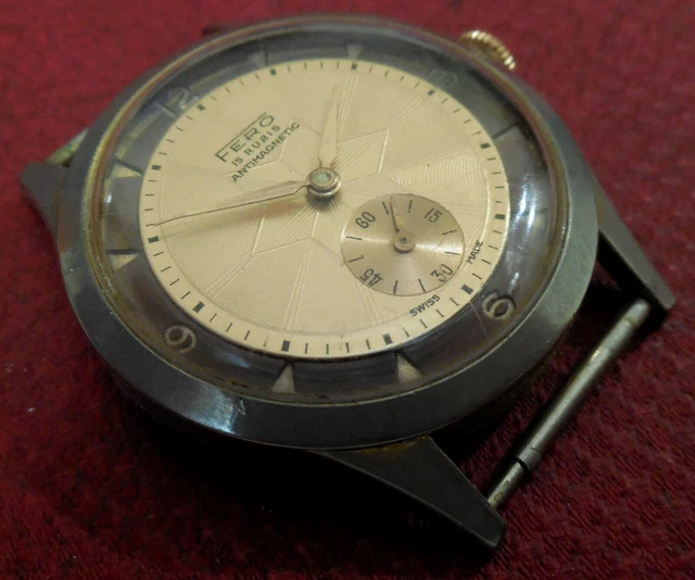 VINTAGE 1940S OVERSIZED FERO SKELETON 15 Jewels Swiss Watch Running ...
