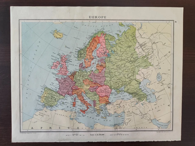 VINTAGE ORIGINAL COLOUR Map-Europe-General Map-1930 Circa £16.32 ...