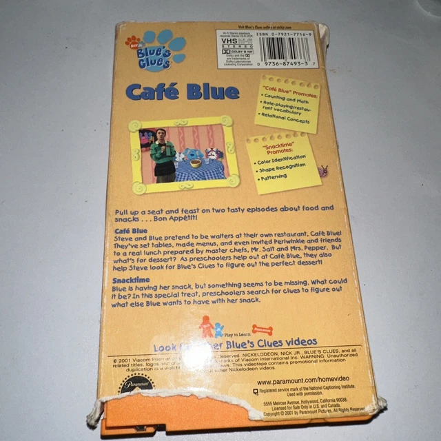BLUES CLUES CAFE Blue VHS 2001 Nickelodeon Math Restaurant Vocabulary ...
