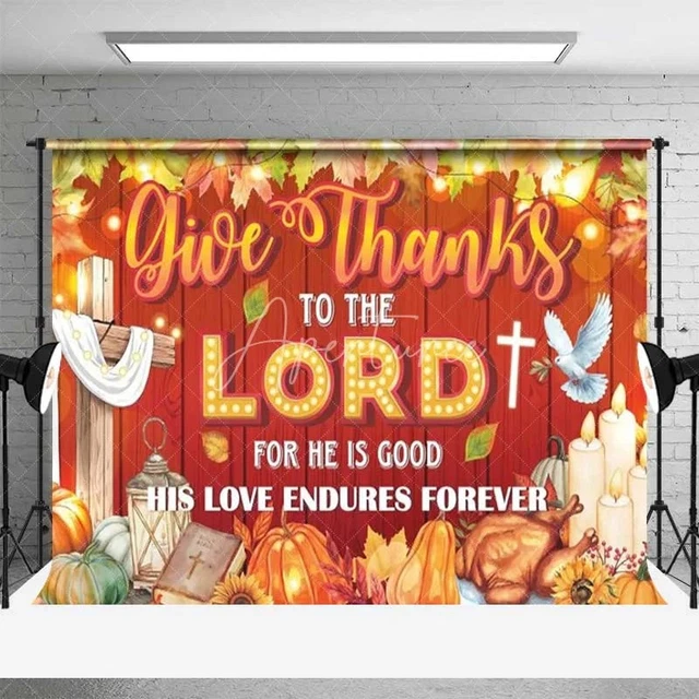RELIGIOUS THANKSGIVING BACKDROP, Give Thanks to the Lord Red Wood ...