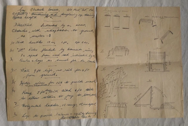 WW2 AUSTRALIAN ORIGINAL 2/8th Battalion AIF Obstacle course sheet ...