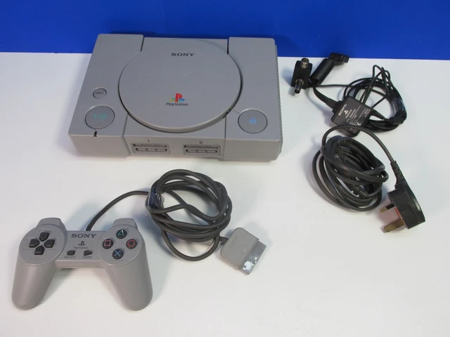 WORKING SONY PLAYSTATION PS1 GREY CONSOLE VIDEO GAME complete set up ...