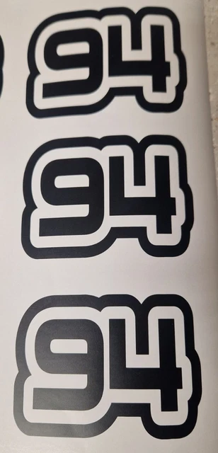 RACING NUMBER 4&X3& sticker decal x3 Motox or Go Kart. BLACK JES 94. $4 ...