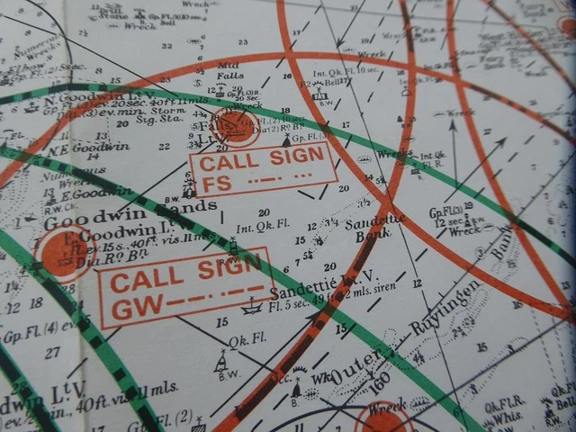 RARE RADIO BEACON Chart Morse Code Map English Channel Freq Codes Lv ...