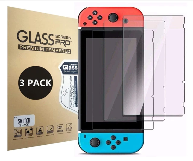 (3 PACK) NINTENDO Switch Premium Tempered Ultra Clear Glass Screen ...