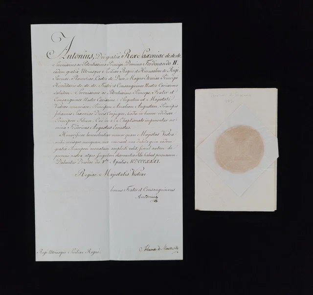 1831 KING ANTHONY De Saxe Signé Royalty Document Lettre Royalty ...