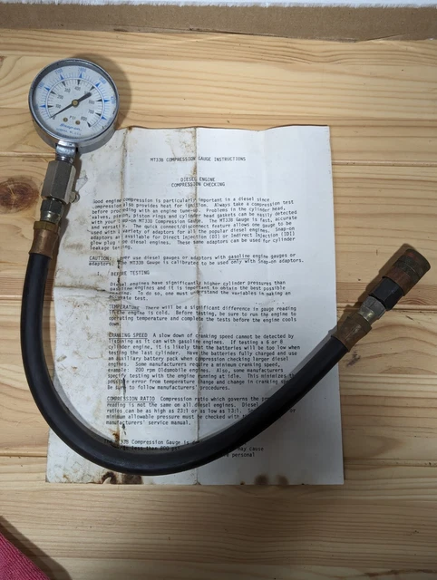 SNAP ON TOOLS Kilopascal 800 PSI Diesel Compression Tester Gauge MT33B ...