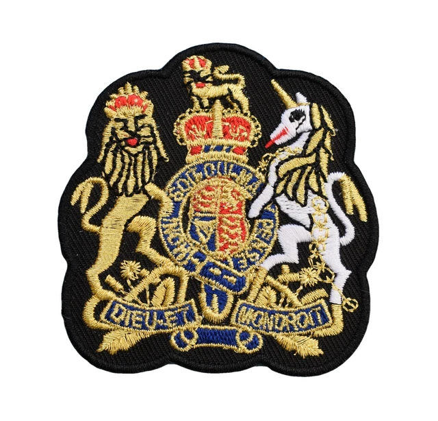 ROYAL COAT OF Arms Embroidered Patch Iron Sew On Badge UK British Gold ...