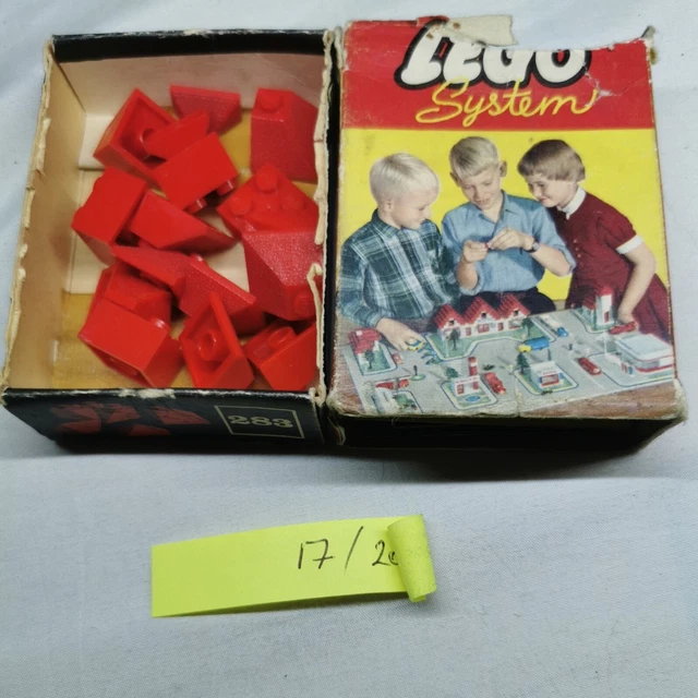 LEGO SYSTEM DENMARK 1950'S SLOPING RIDGE & VALLEY BRICKS SET 283 RARE ...