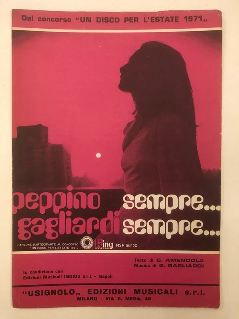 SPARTITO PEPPINO GAGLIARDI Sempre Sempre Ediz Usignolo Disco Per L ...