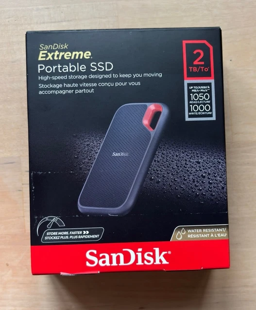 SANDISK 2TB EXTREME portable external SSD, up to 1050 MB/s, read, 1 ...