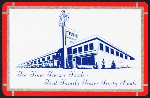 CARTE À JOUER vintage FOSTER FROSTY FOODS bâtiment rouge photo Denver ...