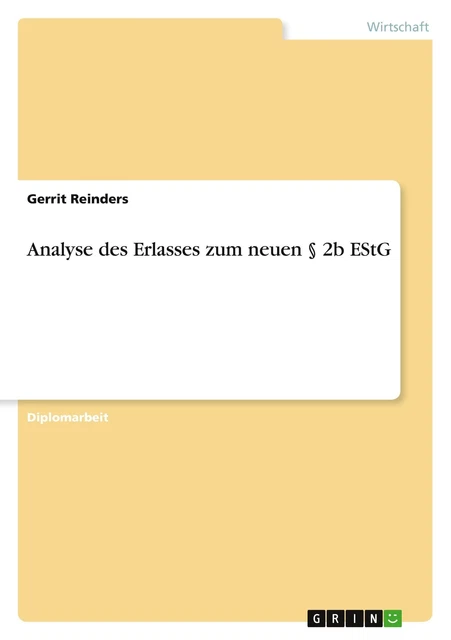 ANALYSE DES ERLASSES zum neuen § 2b EStG Gerrit Reinders Taschenbuch ...