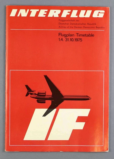 INTERFLUG AIRLINE TIMETABLE Summer 1975 Flugplan Seat Maps An-24 Tu-134 ...