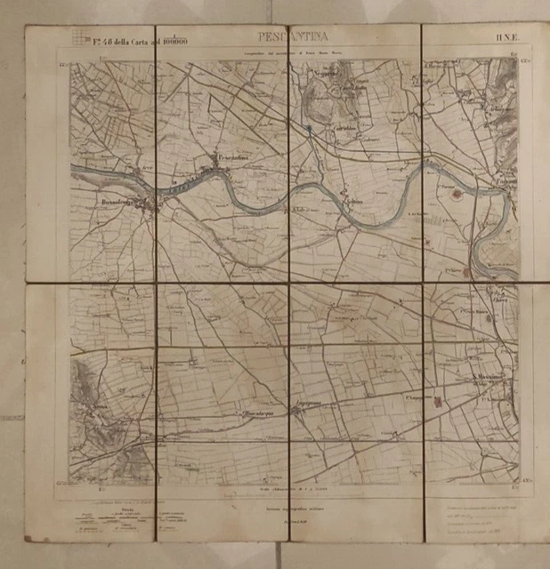 PESCANTINA FOGLIO 48 Carta Italia Mappa Carta Telata Ed. 1879 Veneto ...