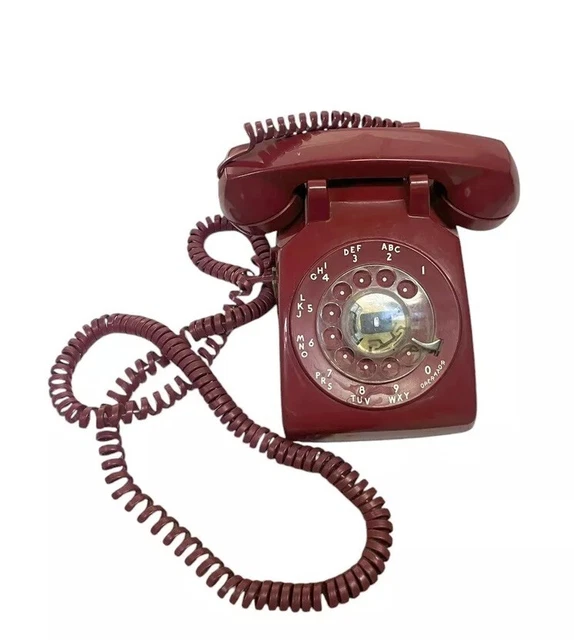 VINTAGE AT&T WESTERN Electric Red Rotary Dial Desk Phone Telephone £87. ...
