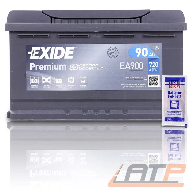 EXIDE AUTOBATTERIE 12V 90Ah STARTERBATTERIE 720A INKL LIQUI MOLY ...
