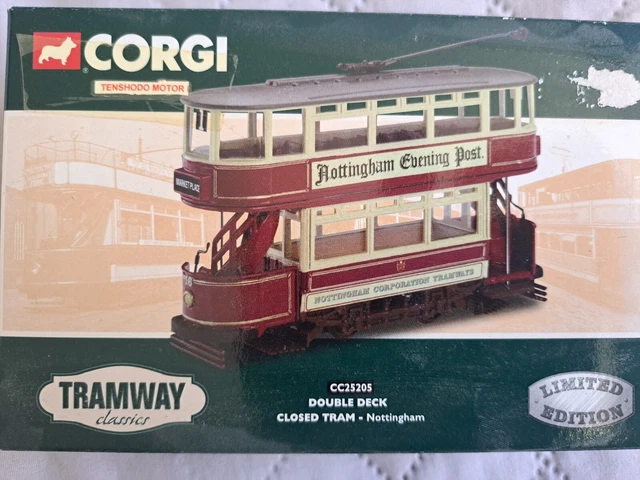 CORGI NOTTINGHAM DOUBLE Deck Closed Tram (CC25205) Ltd Ed Collectables ...