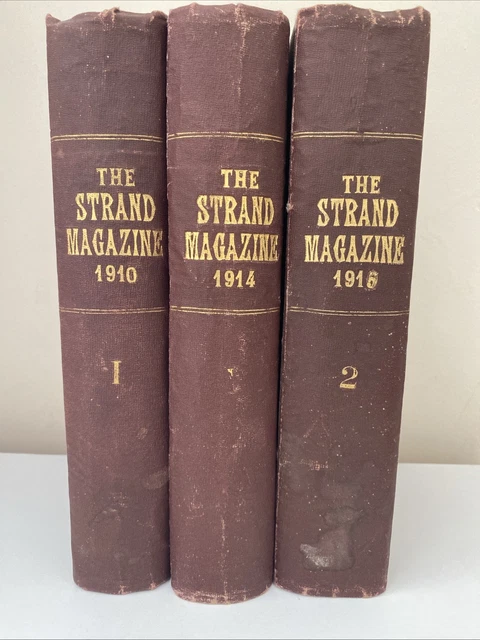 THE STRAND MAGAZINE 3 Bound Volumes 1910, 1914, 1915, A Conan Doyle, H ...