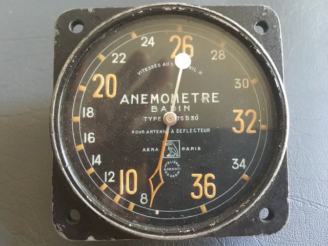 RARE AVIATION FRANCAISE Anemometre Badin Type 75D30 Marque Aero Paris ...