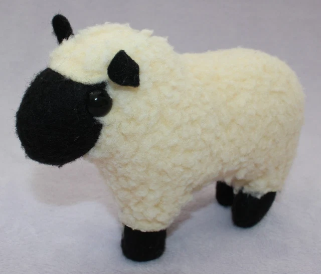 RARE VINTAGE BLACK Faced Standing 5" Cream Lamb / Sheep Firm Soft Toy ...
