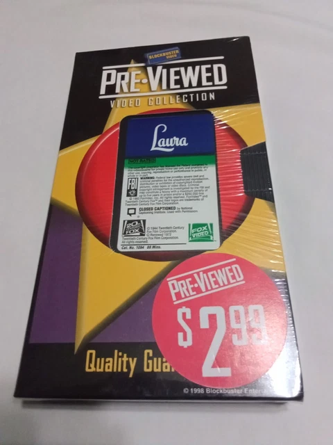 BLOCKBUSTER VHS LAURA PRE-VIEWED VIDEO COLLECTION VHS 1999 Movie from ...